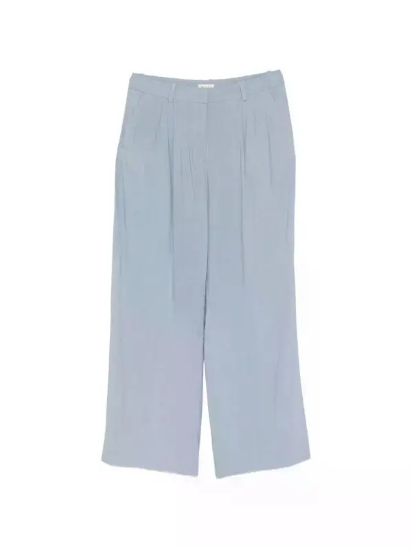 Gant Pleated Wide Leg Trousers - Blue
