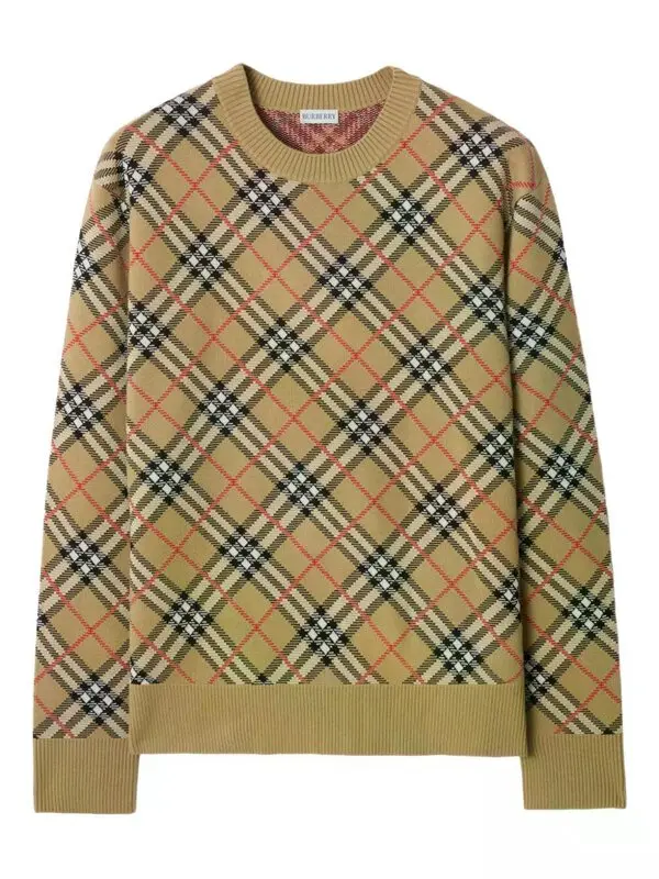 Burberry Check Crew-neck Sweater