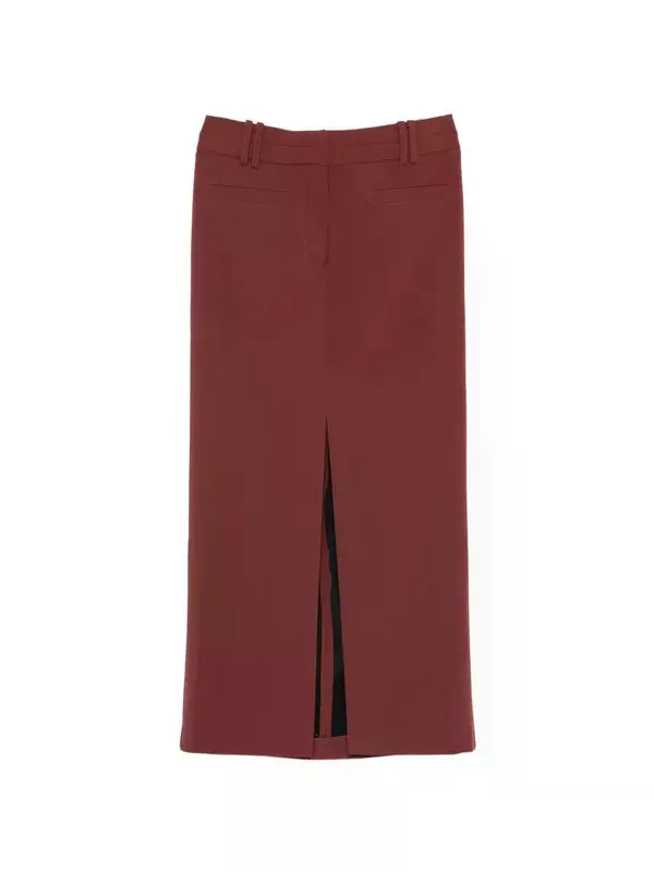 Patrizia Pepe Midi Skirt With Logo Detail - Brown