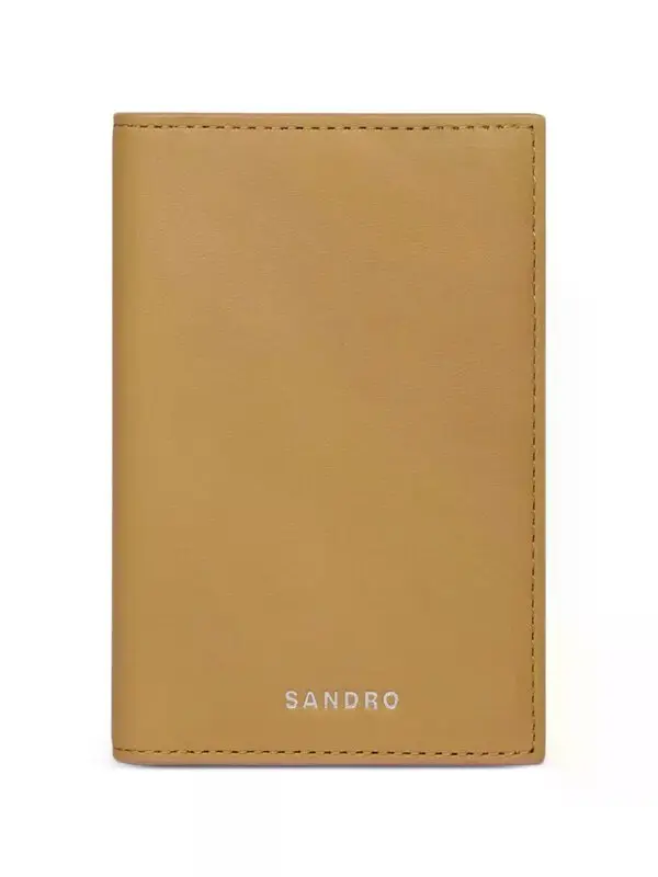 Sandro Grained Leather Card Holder - Neutrals