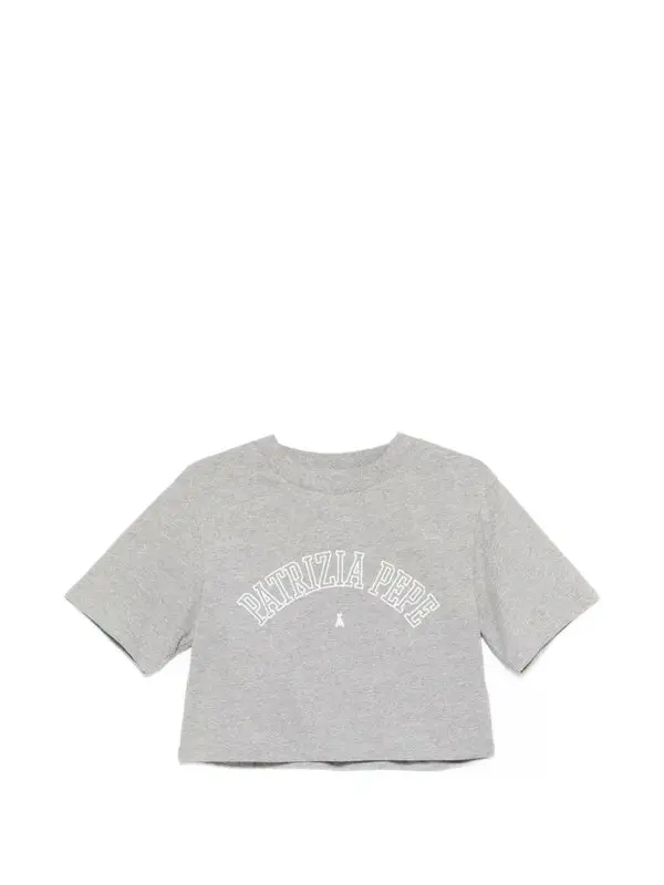 Patrizia Pepe Logo Cropped T-shirt - Grey