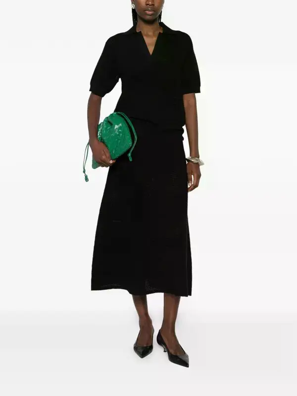 P.a.r.o.s.h Textured Knit A-line Midi Skirt
