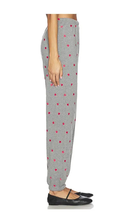 Beach Riot Heart Print Fleece Sweatpants - Grey