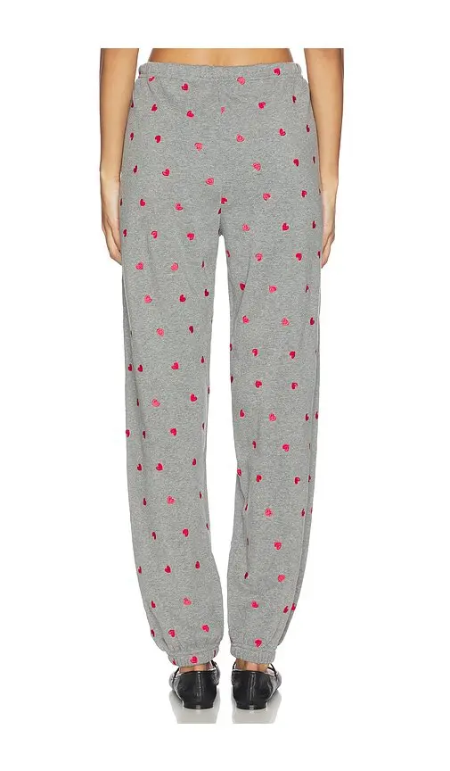 Beach Riot Heart Print Fleece Sweatpants - Grey