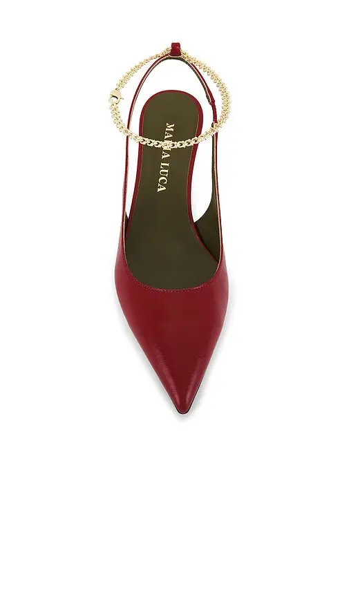 MARIA LUCA Felicia Slingback Heel With Gold-tone Chain Detail
