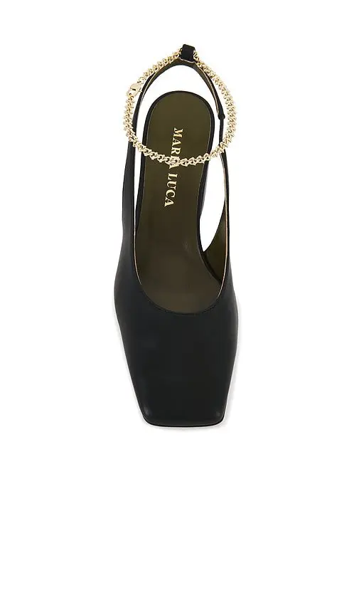 MARIA LUCA Ilaria Slingback Heel With Gold-tone Chain Ankle Closure - Black