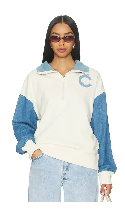 Terez X Revolve Cubs Denim Quarter Zip Sweatshirt - Yellow