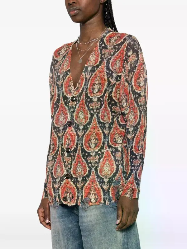 R13 Paisley Distressed Cardigan