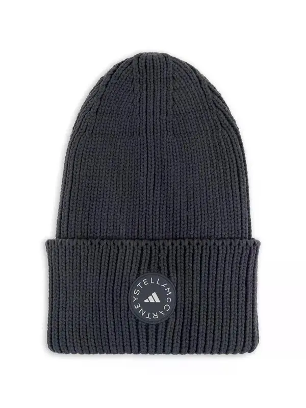 Adidas By Stella McCartney Ribbed Logo Beanie - Grey