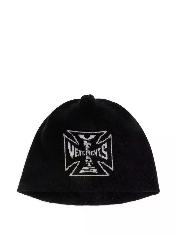 Vetements Logo-detail Beanie Hat - Black