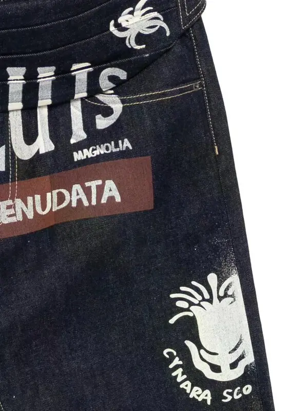 CROQUIS Logo Print Straight Leg Jeans