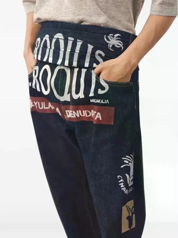 CROQUIS Logo Print Straight Leg Jeans