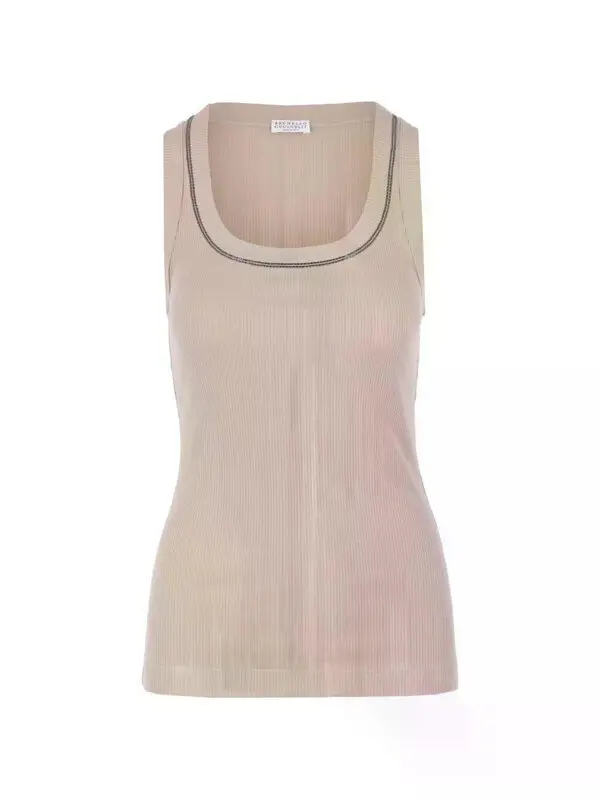 Brunello Cucinelli Monili Embellished Fine-ribbed Tank Top - Neutrals
