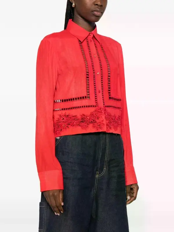 Ermanno Scervino Lace Insert Cropped Shirt