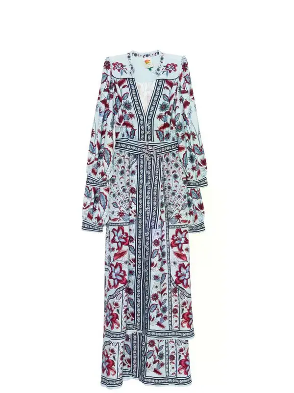 Farm Rio Marcelle Floral Belted Midi Dress - Blue