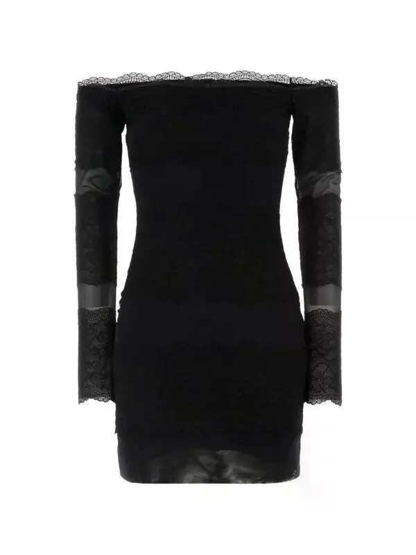 Blumarine Lace-trimmed Off-shoulder Mini Dress - Black