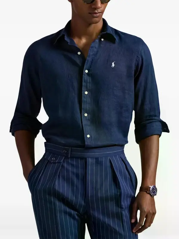 Polo Ralph Lauren Embroidered-logo Button-down Shirt - Blue
