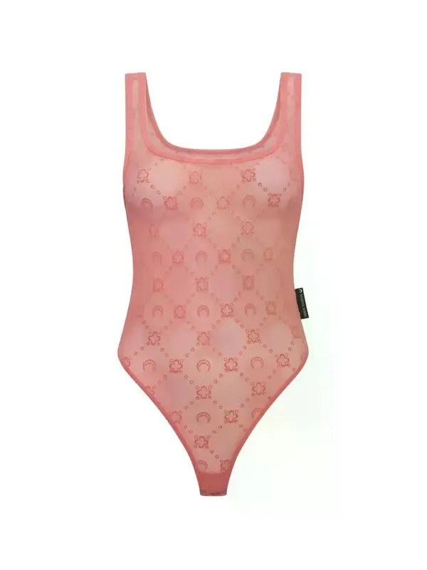 MARINE SERRE Flocked Bodysuit - Pink