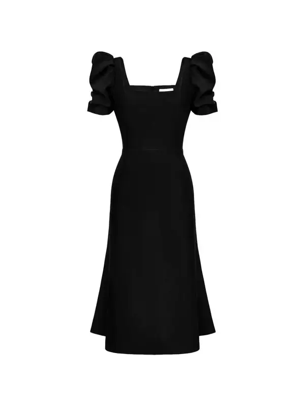 POST MERIDIEM Square-neck Puff Sleeve Midi Dress