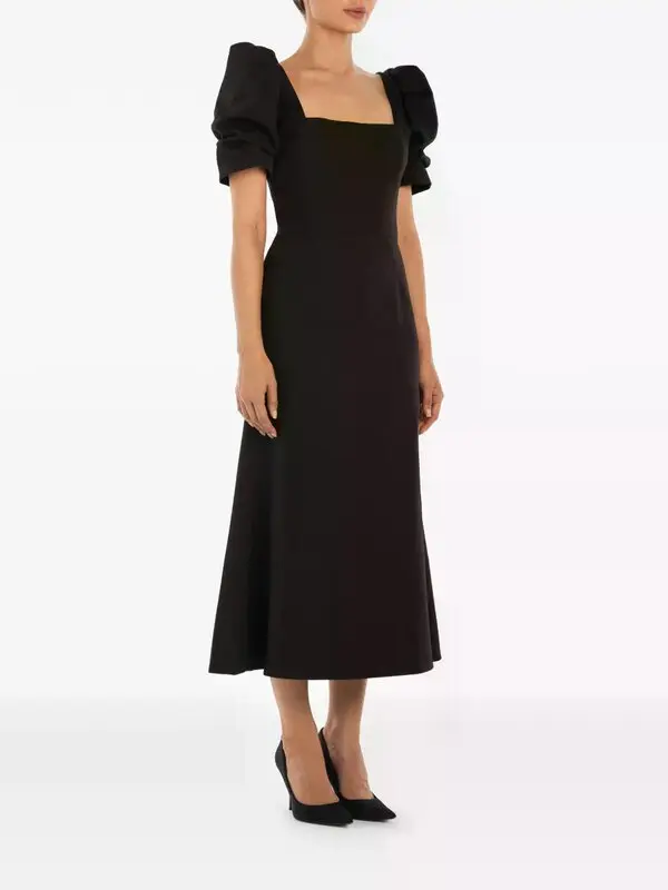 POST MERIDIEM Square-neck Puff Sleeve Midi Dress