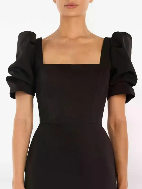 POST MERIDIEM Square-neck Puff Sleeve Midi Dress
