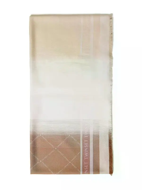 TWINSET Logo-detail Pattern Scarf - Neutrals