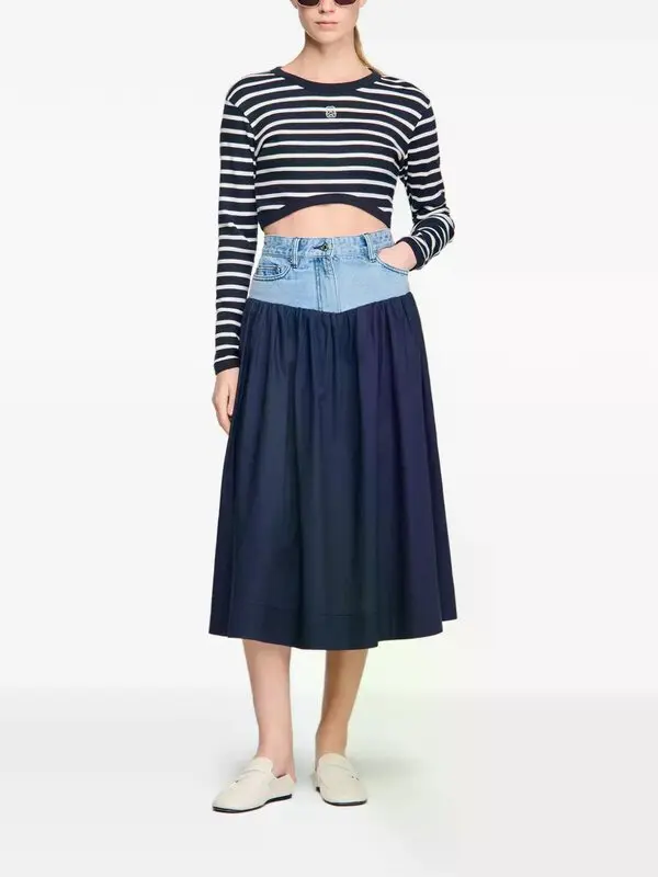 Sandro Mixed-material Maxi Skirt