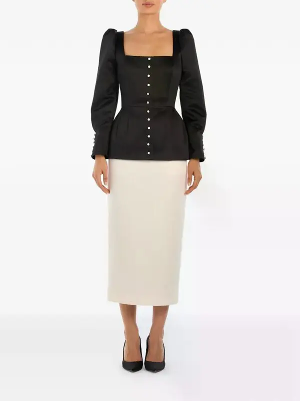 POST MERIDIEM Satin Top With Square Neck - Black