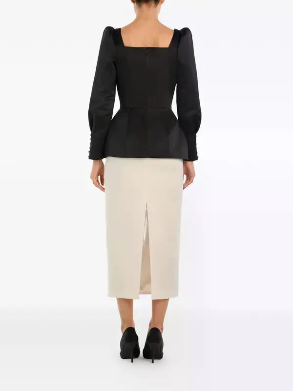 POST MERIDIEM Satin Top With Square Neck - Black
