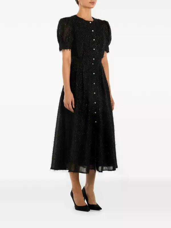 POST MERIDIEM Sequin Embellishment Button-front Midi Dress - Black