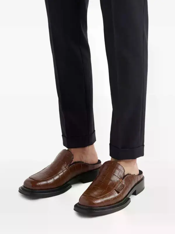 Moschino Crocodile-effect Leather Mules