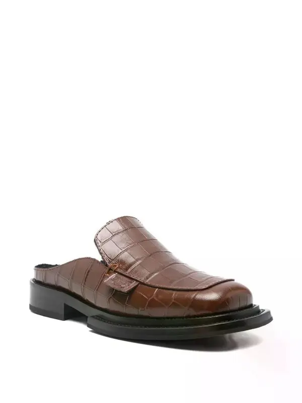 Moschino Crocodile-effect Leather Mules