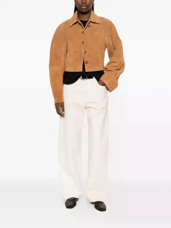 RÓHE Cropped Suede Jacket - Brown