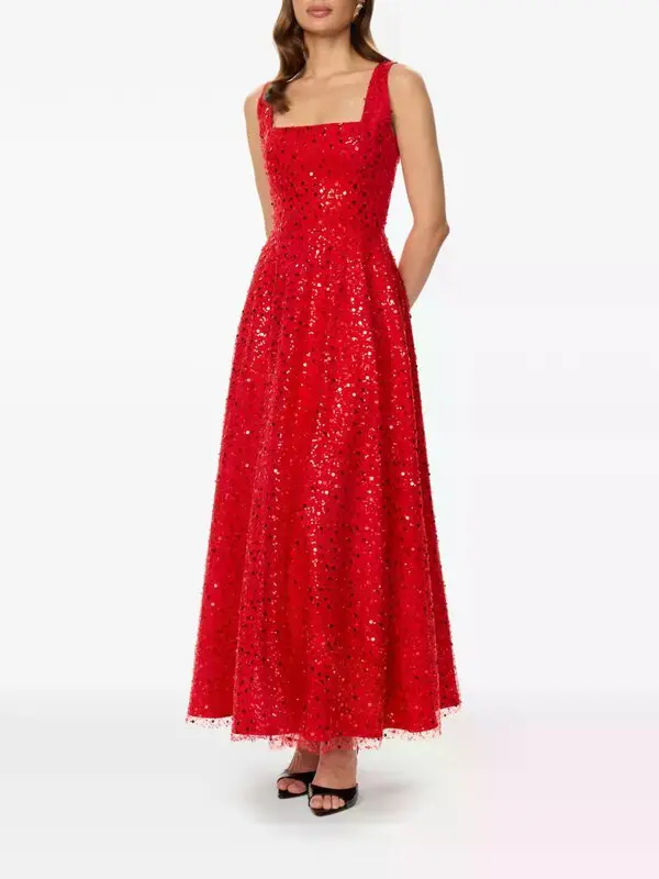 POST MERIDIEM Sequin Embellished Maxi Dress - Red