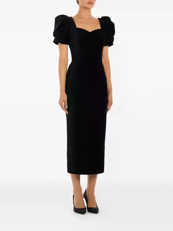 POST MERIDIEM Puff Sleeve Sweetheart Midi Dress