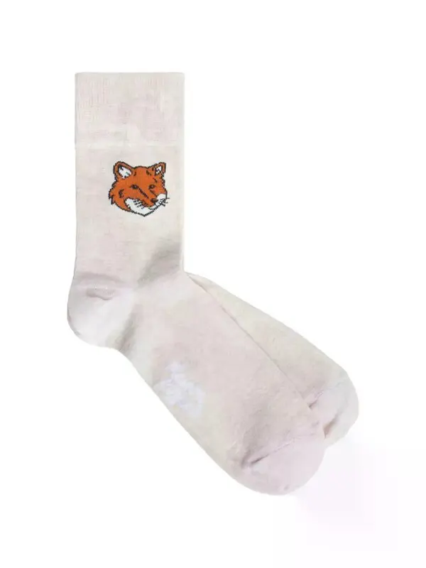 Maison Kitsuné Fox Motif Crew Socks - Neutrals