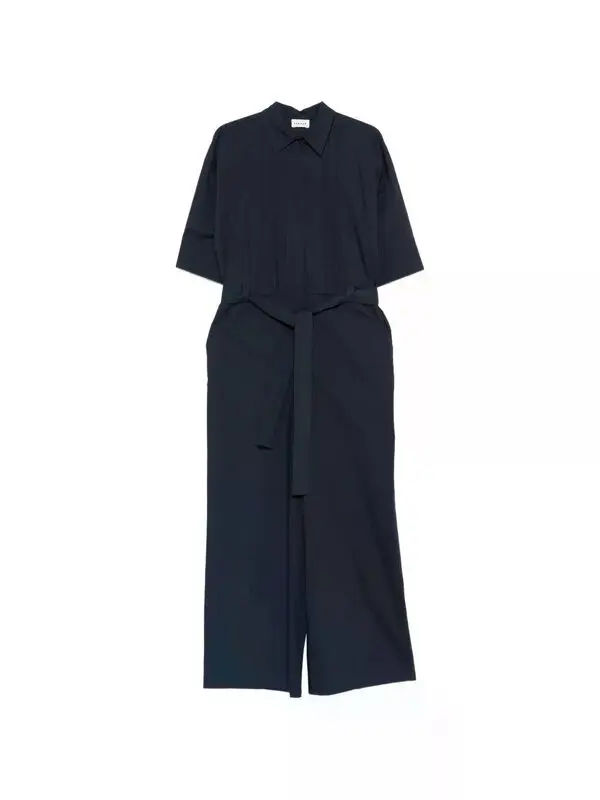 P.a.r.o.s.h Belted Pintucked Wide-leg Jumpsuit - Blue