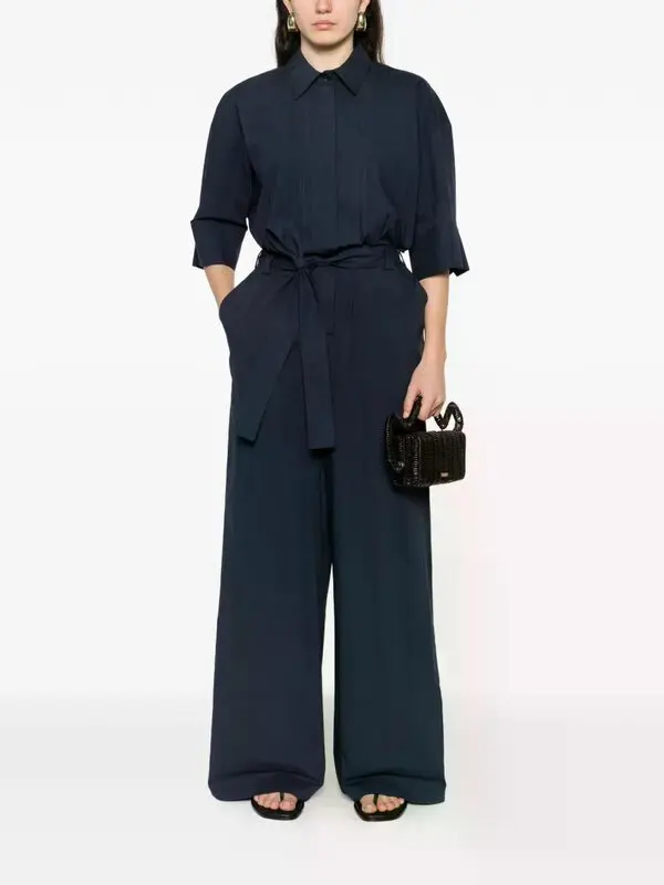 P.a.r.o.s.h Belted Pintucked Wide-leg Jumpsuit