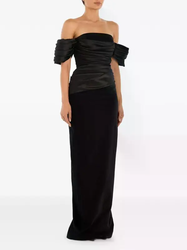 POST MERIDIEM Draped Sleeves Maxi Dress - Black