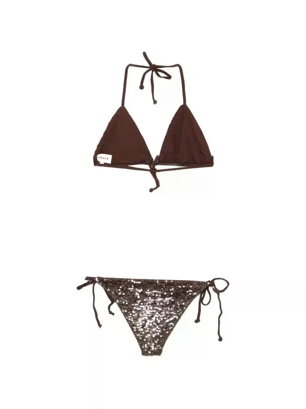P.a.r.o.s.h Sequin Embellished Triangle Bikini - Brown