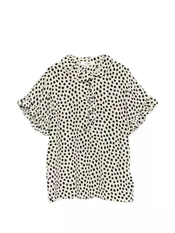 Chloé Polka Dot Ruffled Blouse
