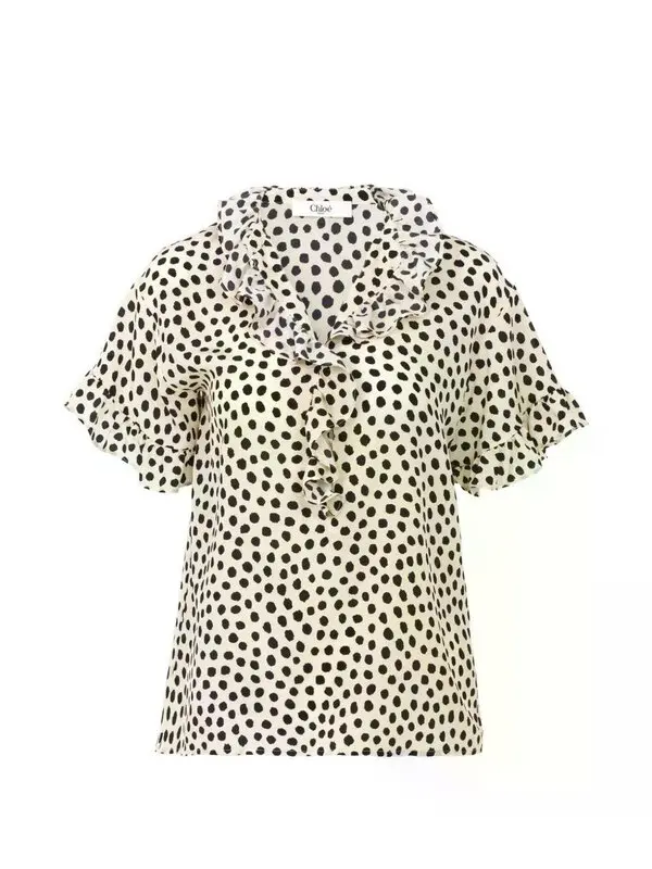 Chloé Polka Dot Ruffled Blouse