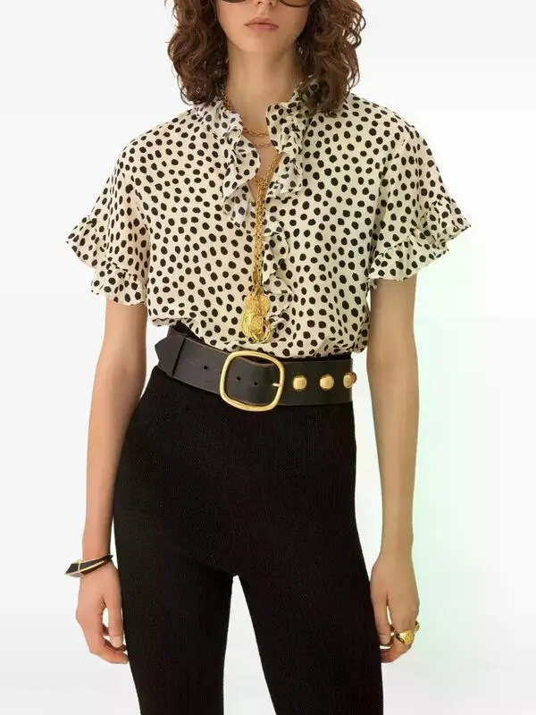 Chloé Polka Dot Ruffled Blouse