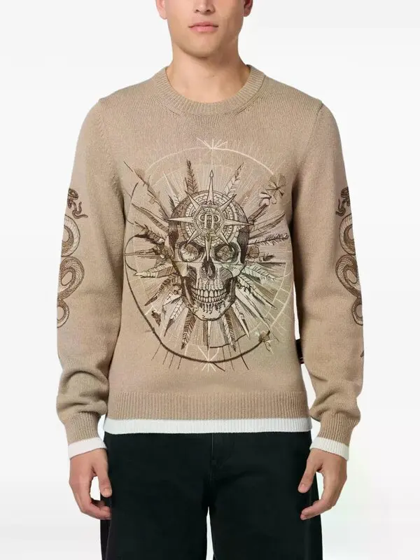 Philipp Plein Skull Print Crew Neck Sweater