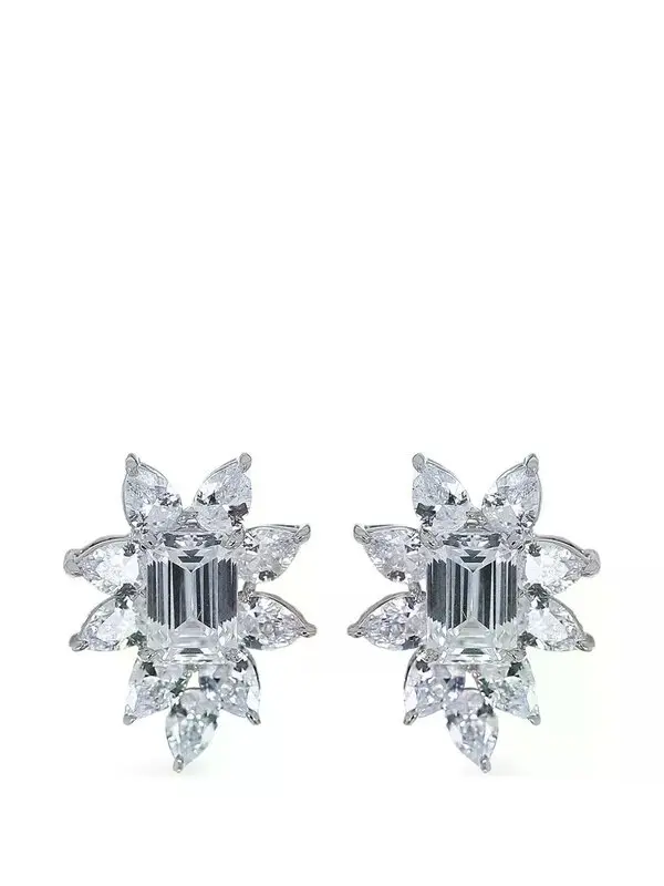FANTASIA BY DESERIO Clustered Flower Earrings - Silver
