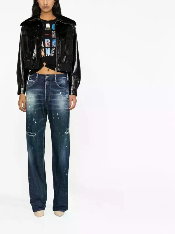 Dsquared2 Distressed Paint Splatter Straight-leg Jeans