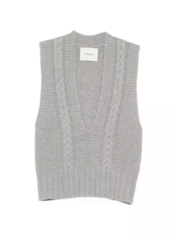 LISA YANG Sallie Cable Knit V-neck Top