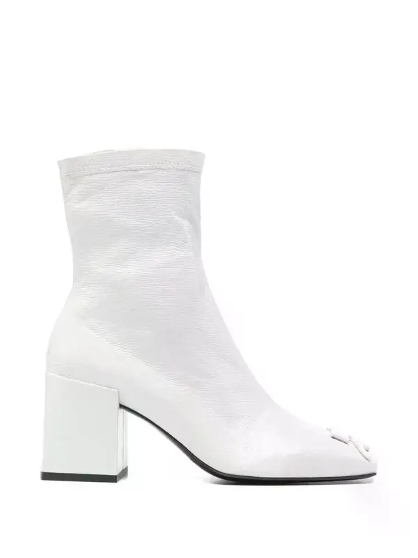 COURREGES Heritage Square-toe Leather Boots - Grey