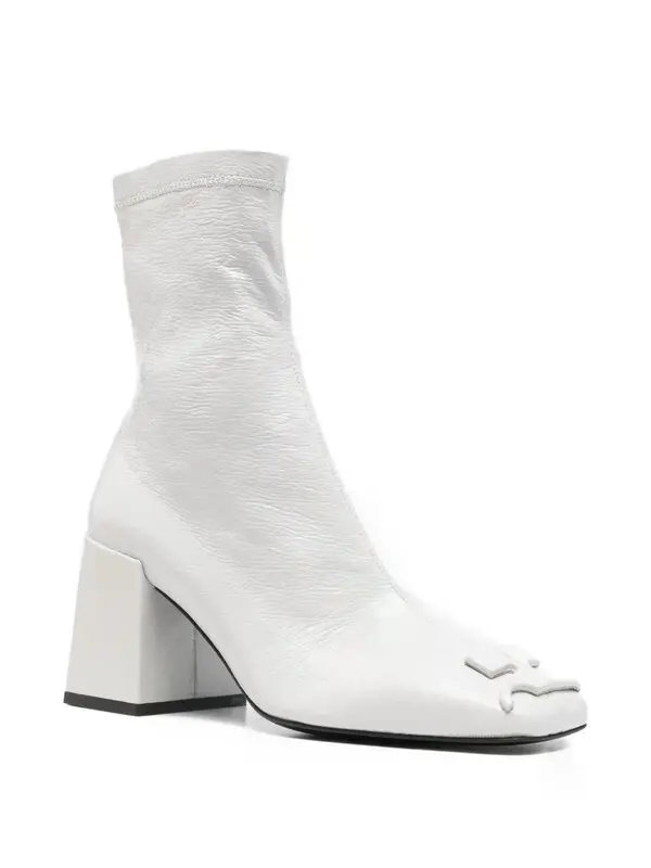 COURREGES Heritage Square-toe Leather Boots - Grey