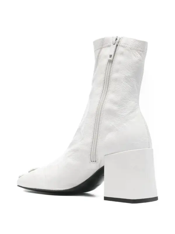 COURREGES Heritage Square-toe Leather Boots - Grey